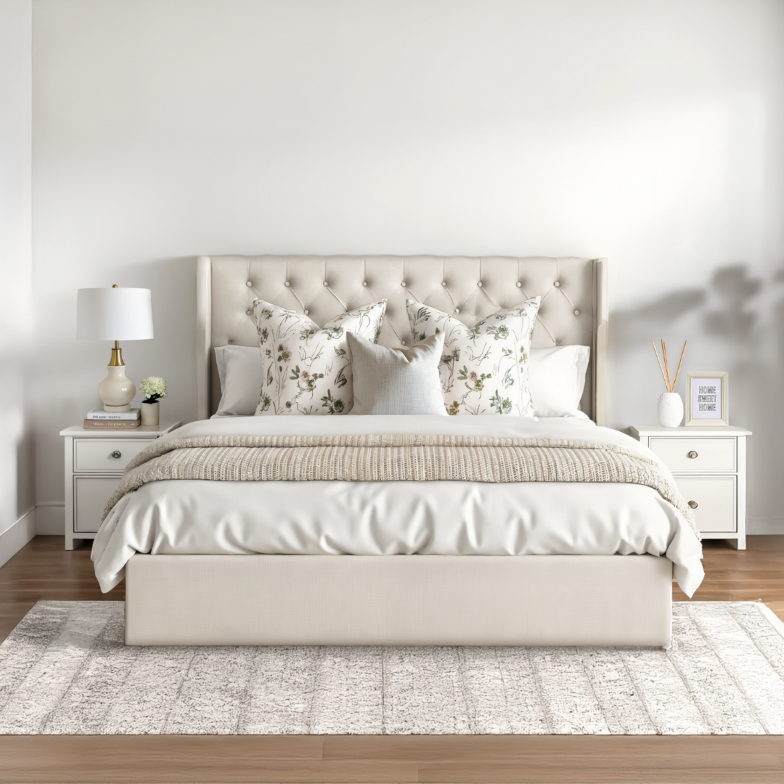 Nora Beige Storage Bed - Bed Frames - Aykah Bedroom Furniture – aykah